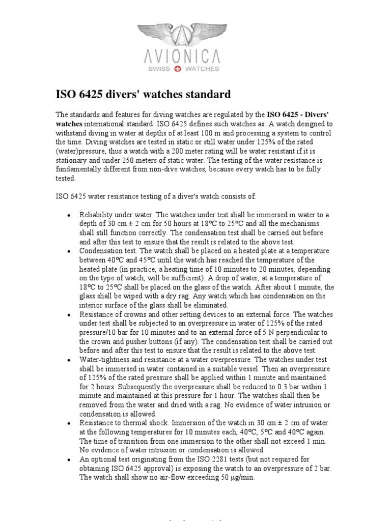 Iso 6425 PDF | PDF | Watch | Diving