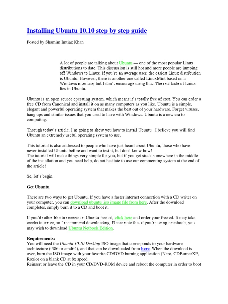 Ubuntu Install Guide | PDF | Ubuntu (Operating System) | Installation (Computer Programs)