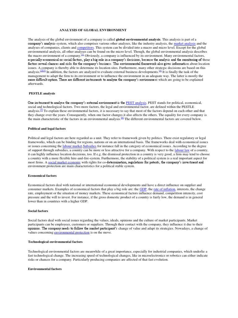 Analysis of Global Environment | PDF | Economics | Business