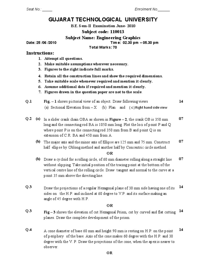 Gujarat Technological University: Instructions | PDF | Line (Geometry ...