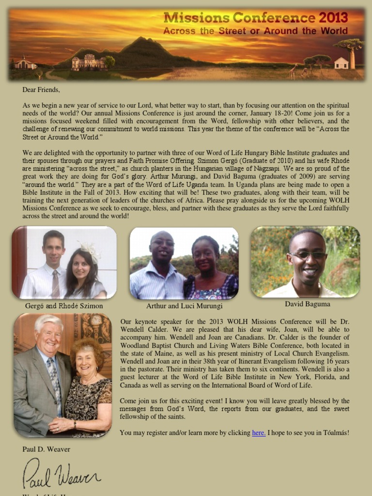 Missions Conference Eng | Download Free PDF | Mission (Christianity ...