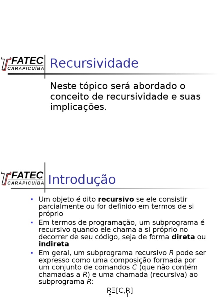 LP 03 Recursividade | PDF | Recursão | Áreas de Ciência da Computação