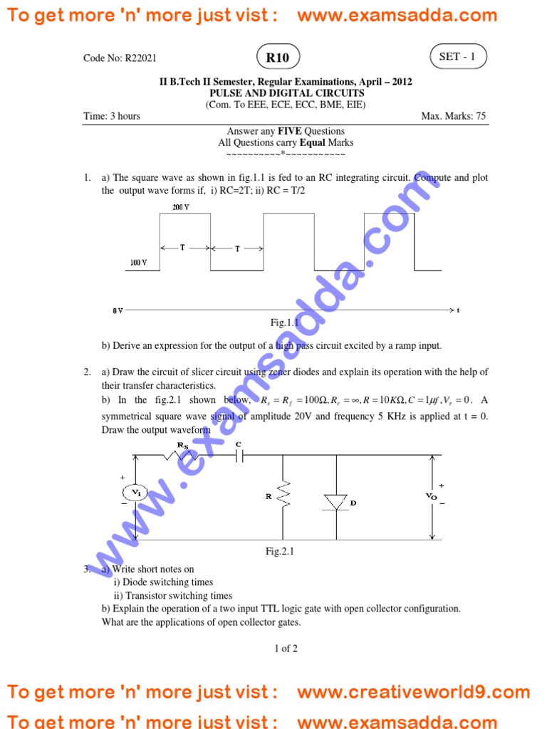 Pulse and Digital Circuits | PDF | Electronic Circuits | Electronic Oscillator