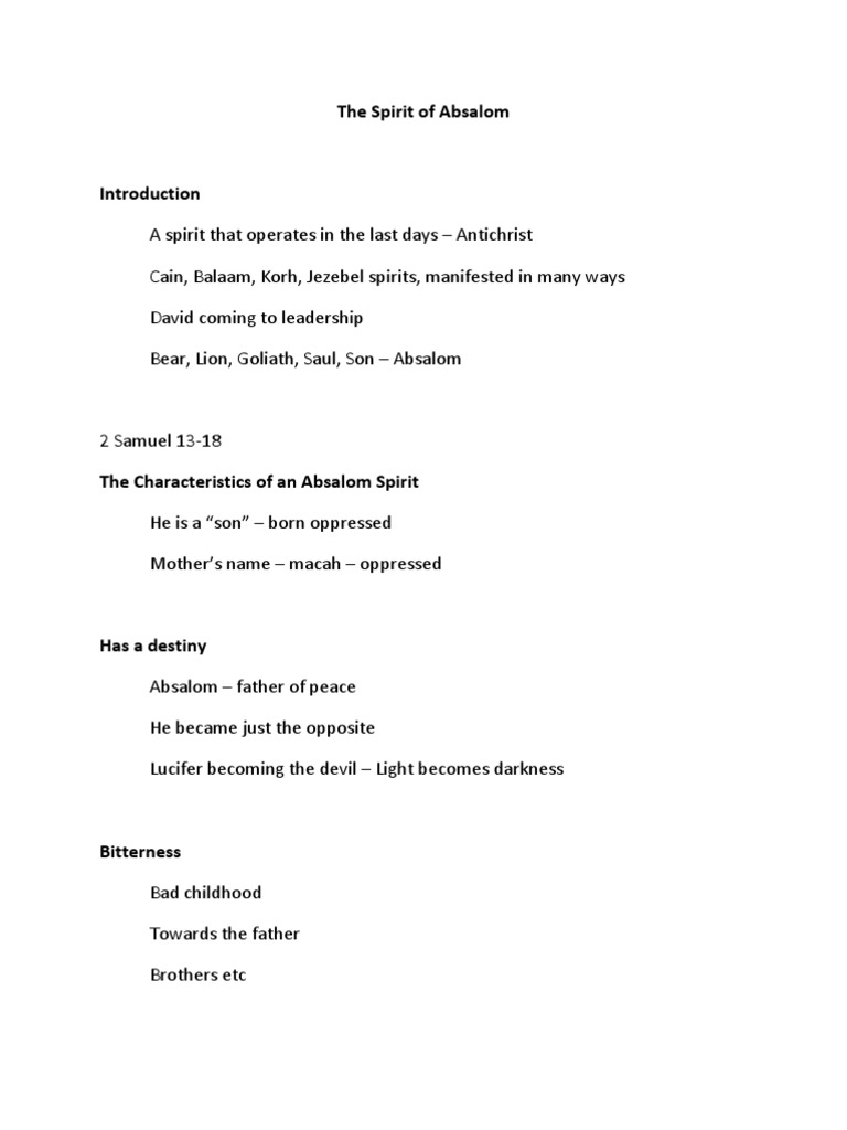 The Spirit of Absalom | PDF