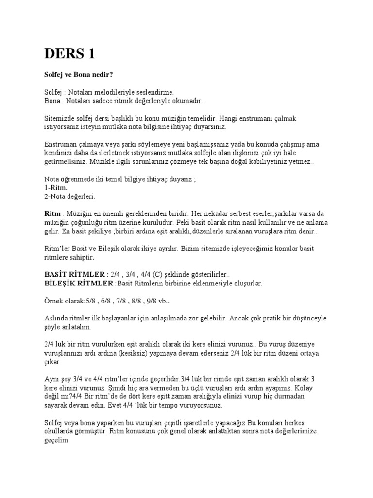 Solfej Ders Notlari | PDF