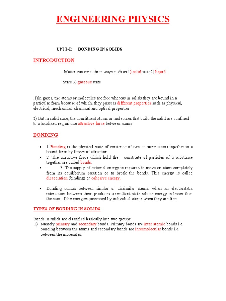 Applied Physics | PDF | Chemical Bond | Crystal Structure