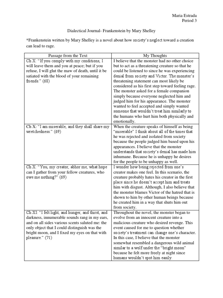 Frankenstein Theme Statement | PDF | Frankenstein