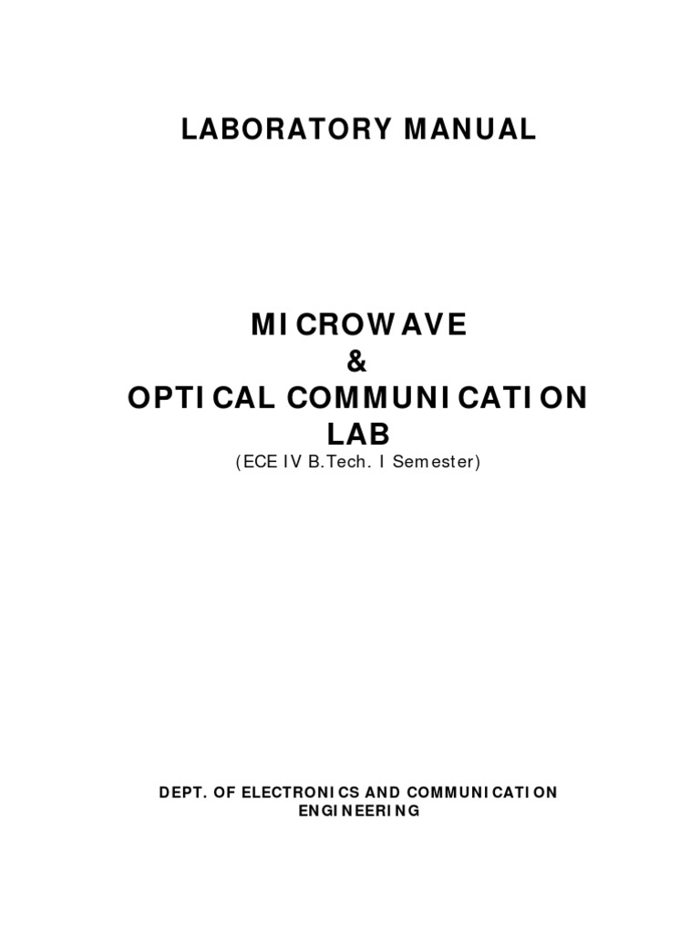 Microwave & Optical Communication LAB: Laboratory Manual | PDF