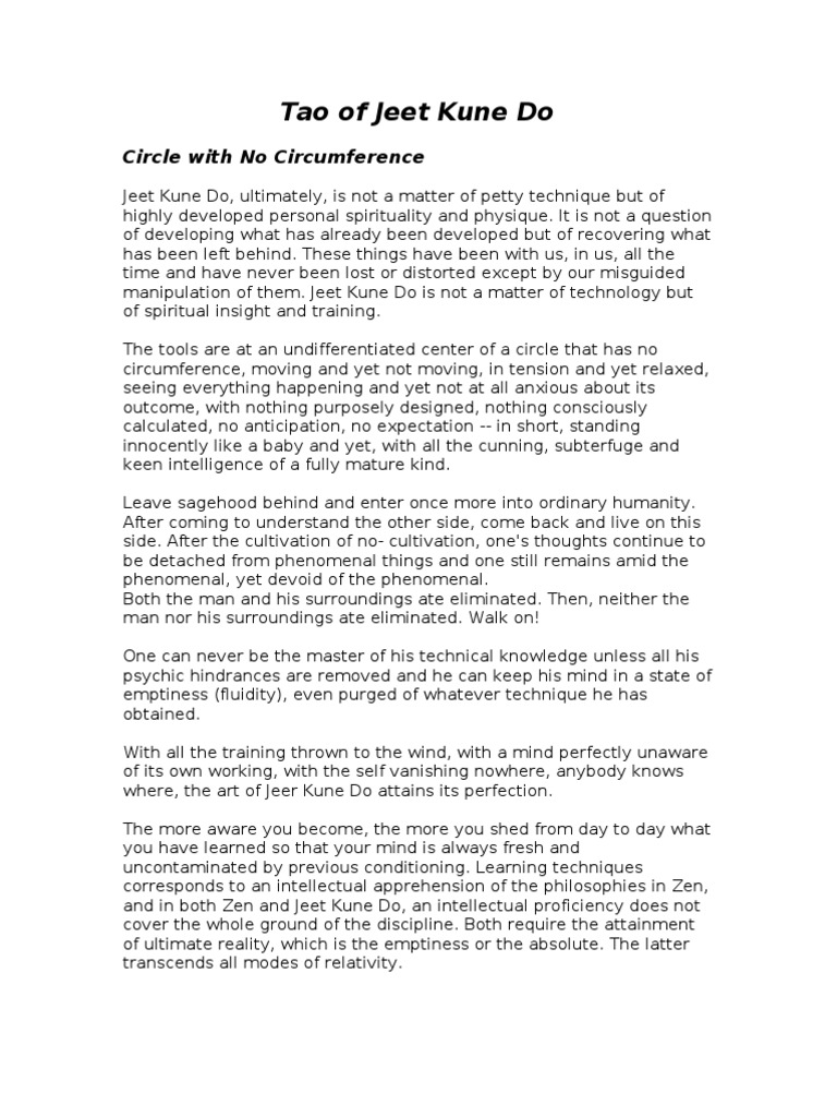 Bruce Lee - Tao of Jeet Kune Do | PDF