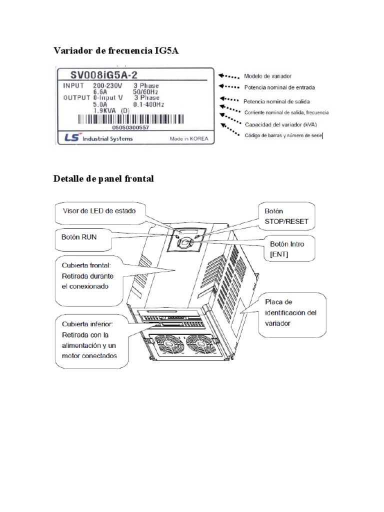 Variador de Frecuencia IG5A | PDF | Ingenieria Eléctrica | Informática y tecnología de la ...