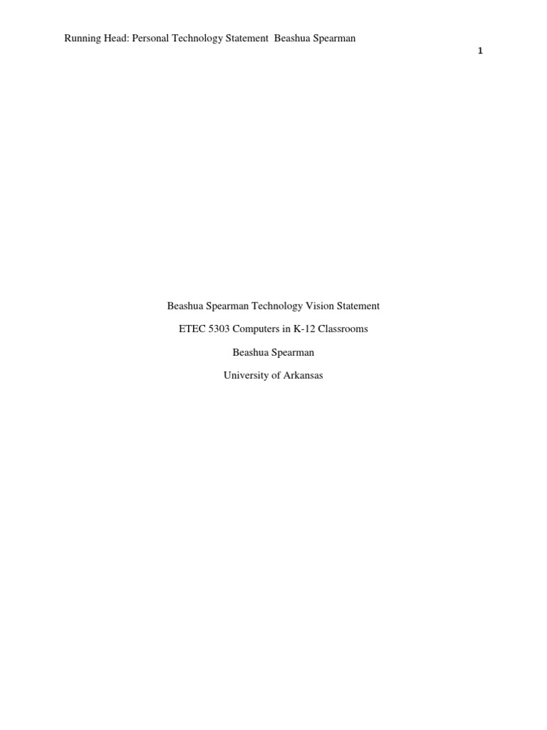 Technology Personal Statement | PDF | Educational Technology ...