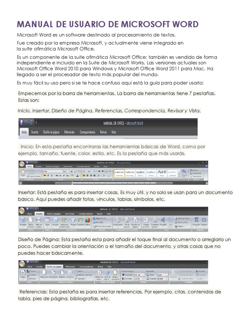 Manual de Usuario de Microsoft Word | PDF | Microsoft Excel | Microsoft