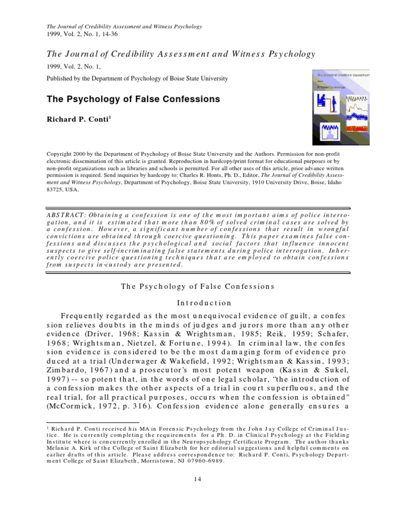 False Confessions | PDF | Confession (Law) | Miranda Warning