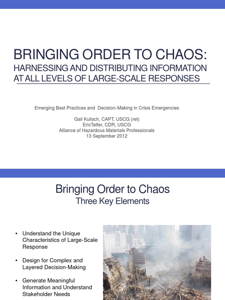 Bringing Order To Chaos - AHMP Conf Sept12 | PDF | Situation Awareness ...