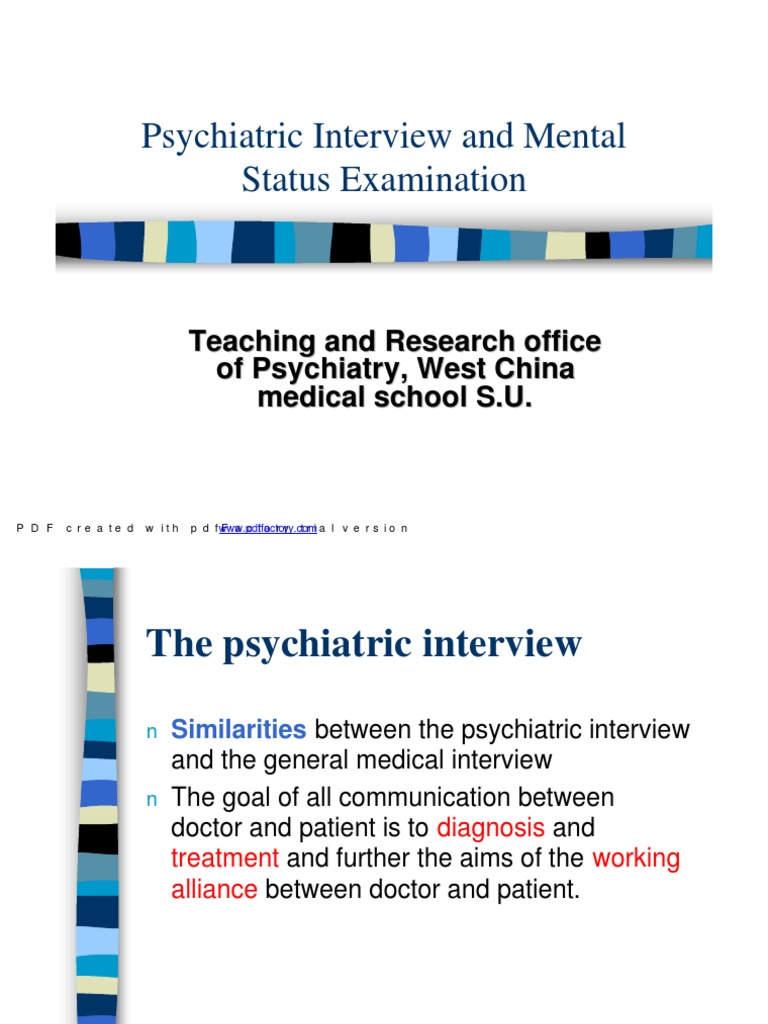 Psychiatric Interview Techniques | PDF