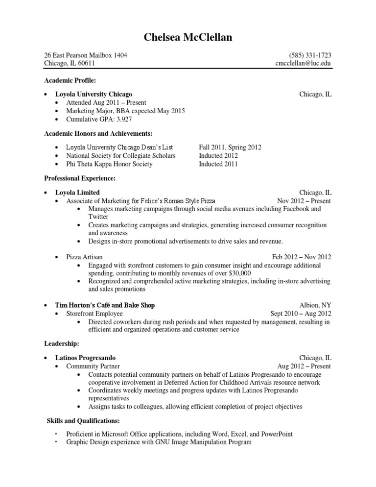 Chelsea McClellan: Marketing Major Profile | PDF