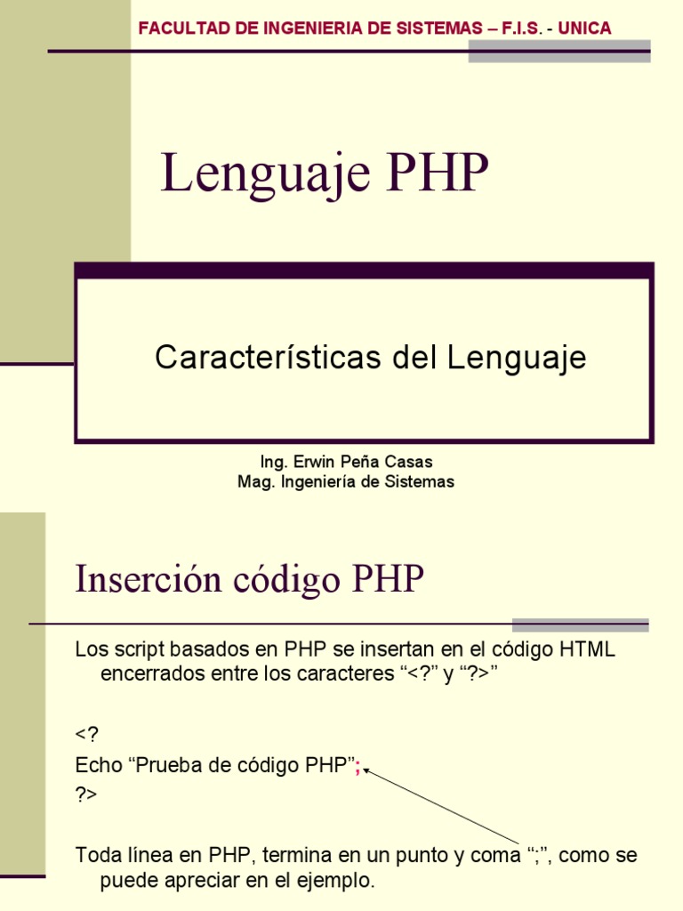 Sesion 03 - Características Del Lenguaje PHP | PDF | Php | Lenguaje de programación
