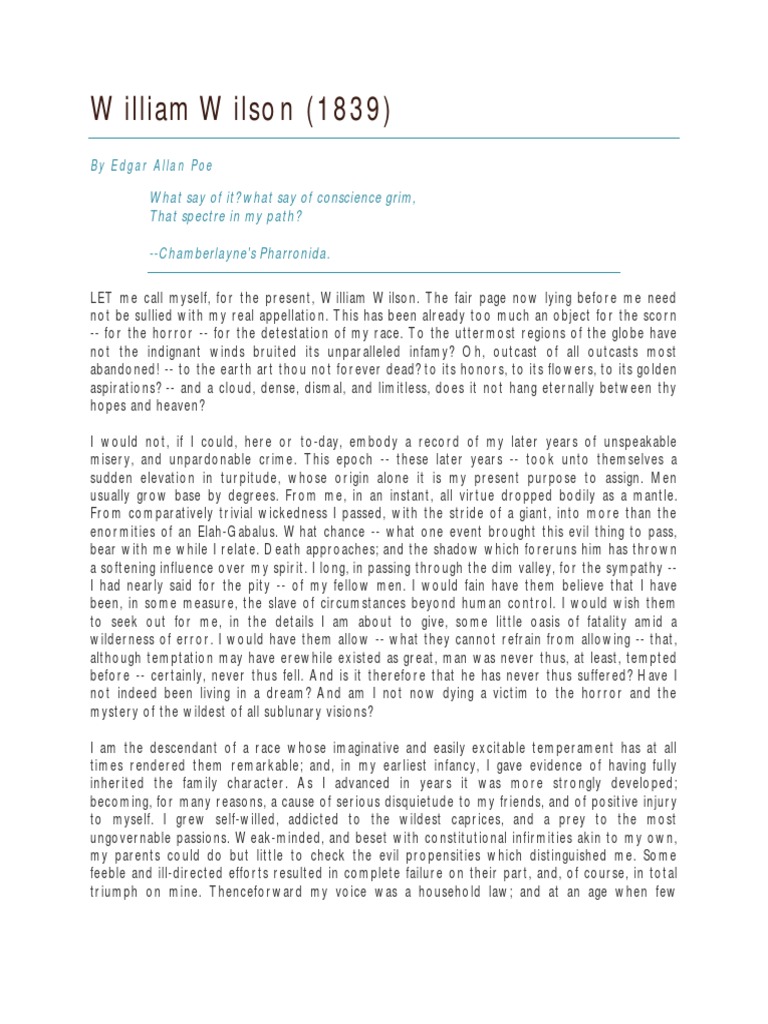 William Wilson (1839) : by Edgar Allan Poe | PDF