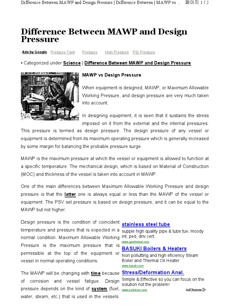 Difference-between-MAWP and Design Pressure | Boiler | Pressure