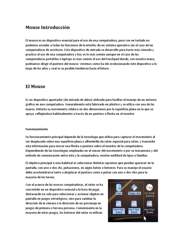 El Mouse, Dispositivo de Entrada | PDF | Point and Click | Hardware de ...