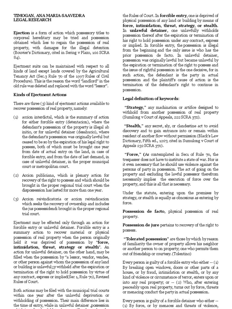 Forcible Entry | PDF | Pleading | Eviction