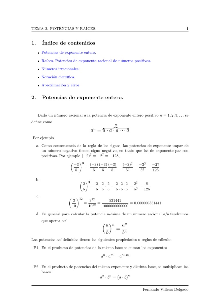 Potencias y Raíces. | PDF | Exponenciación | Raíz cuadrada