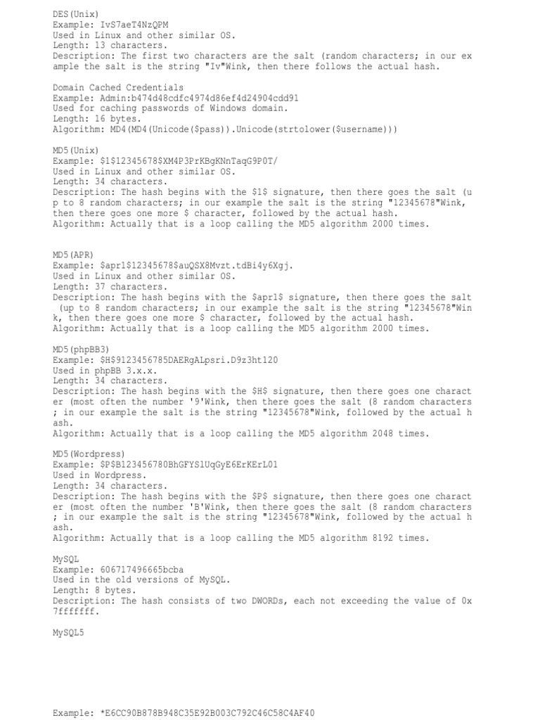 Tipe Hash | PDF | Unix | Espionage Techniques