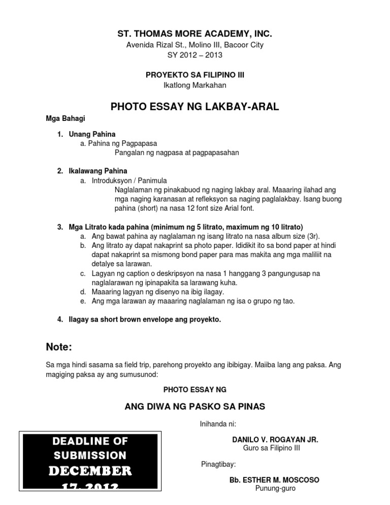 Proyekto Sa Filipino III | PDF