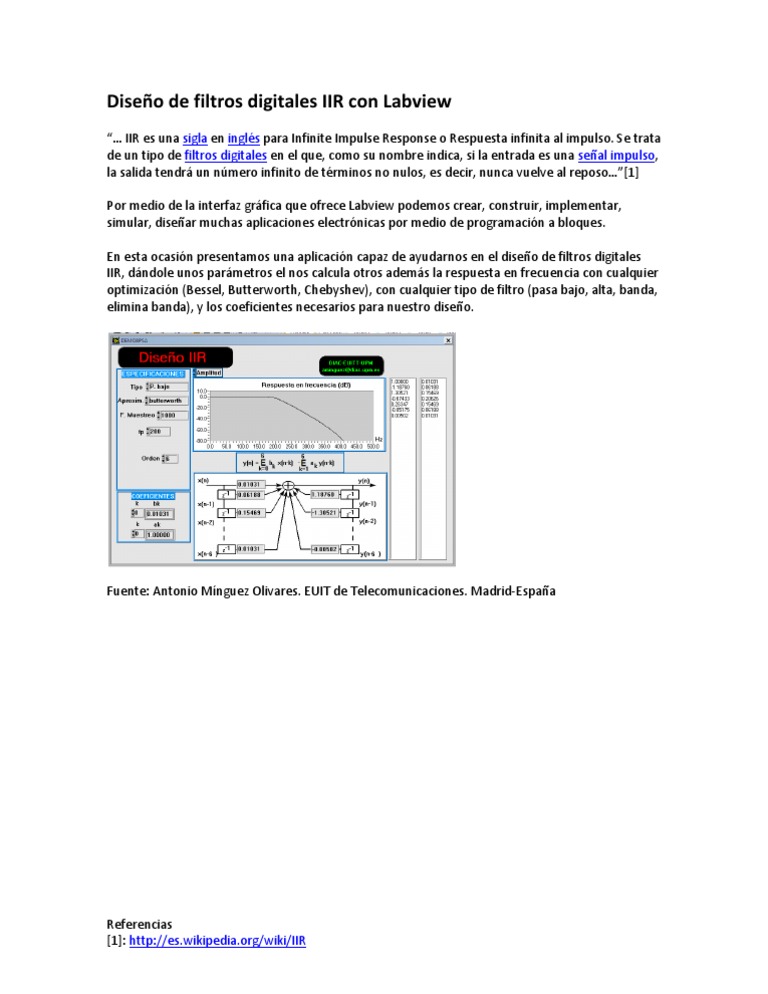 Diseño de Filtros Digitales IIR Con Labview | PDF