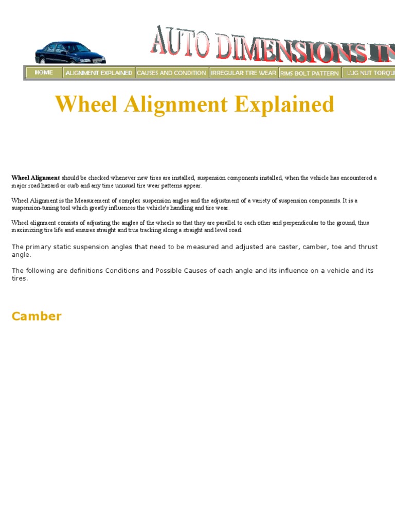 Wheel Alignment Explained | PDF | Suspension (Vehicle) | Steering
