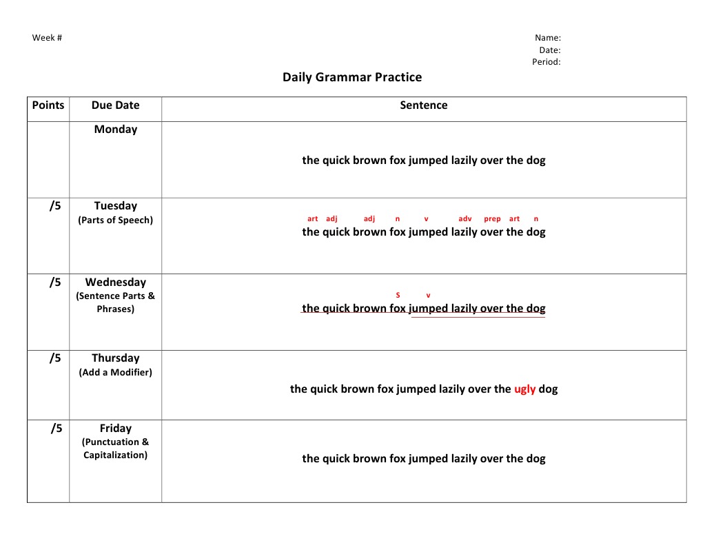 Daily Grammar Practice Example r180 | PDF