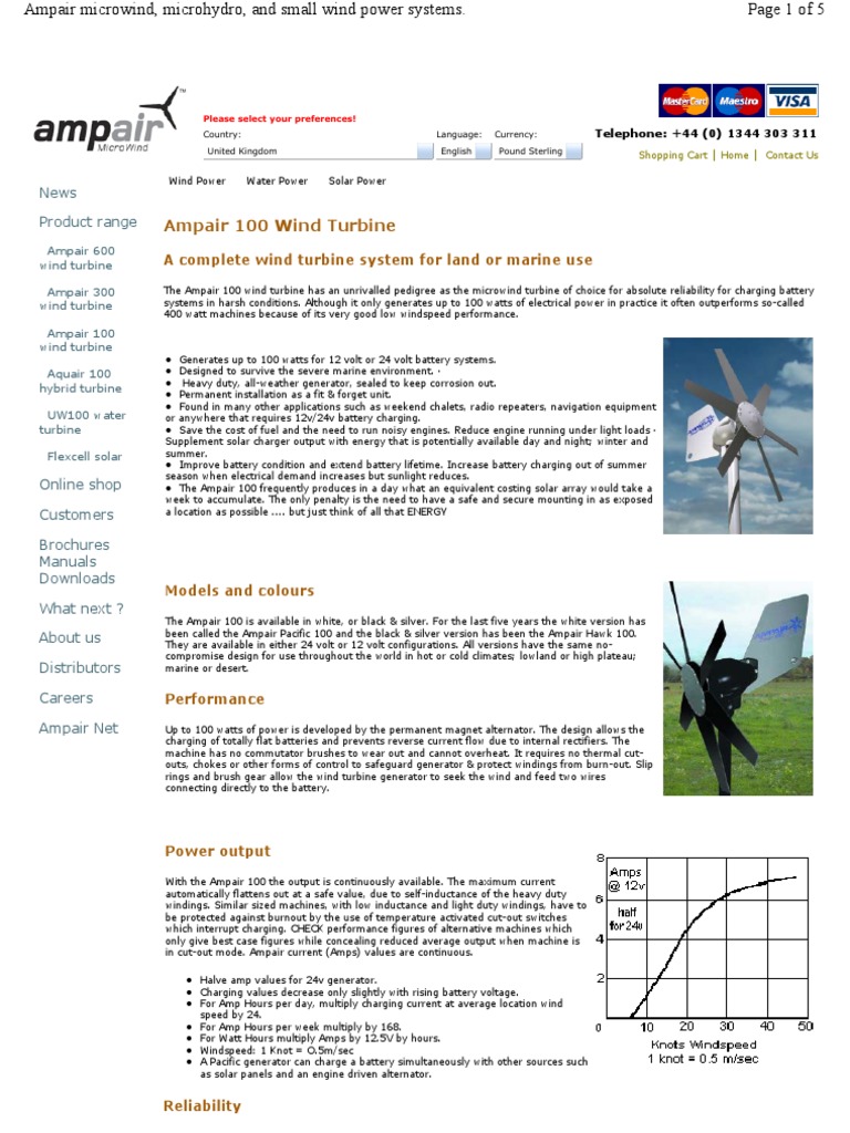 Ampair 100 Flyer | PDF | Wind Power | Battery (Electricity)