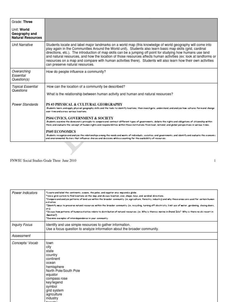 Grade 3 Social Studies Curriculum PDF | Download Free PDF | Community ...
