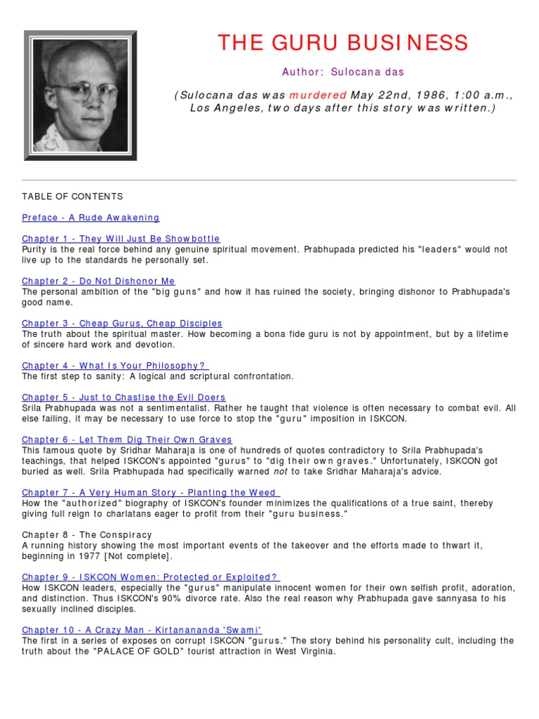 The Guru Business (HISTORY OF ISKCON-GBC) | PDF | Religion & Spirituality