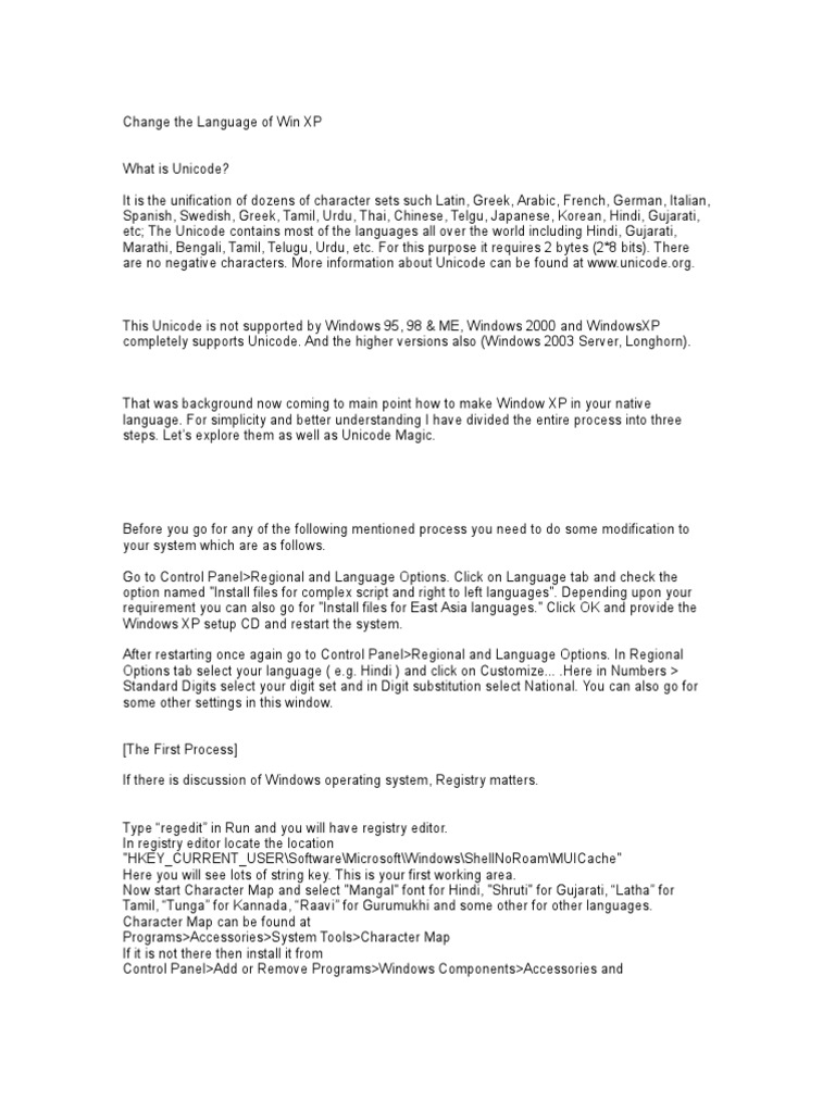 Change The Language of Win XP | PDF | Windows Registry | Microsoft Windows