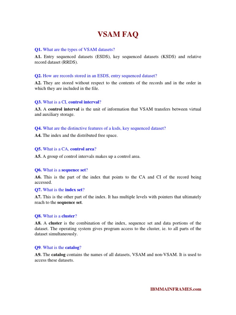 Vsam Questions | PDF