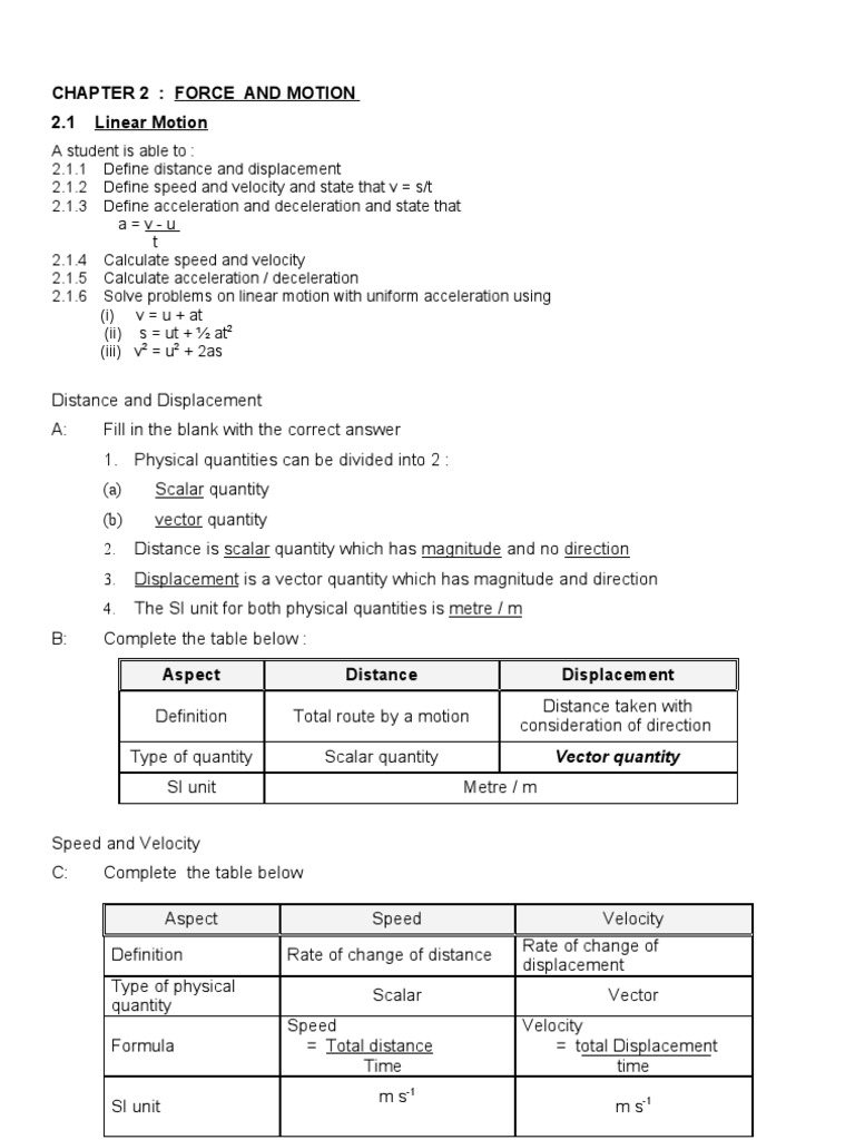 Form 4 Physics Chapter 2.1-2.4 - Teacher's | PDF | Collision | Acceleration