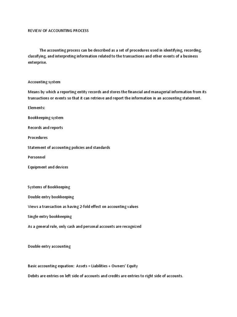 Review of Accounting Process | PDF | Debits And Credits | Bookkeeping