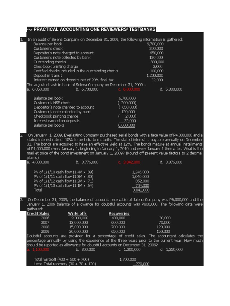 Practical Accounting One Reviewers | PDF | Deposit Account | Bonds ...