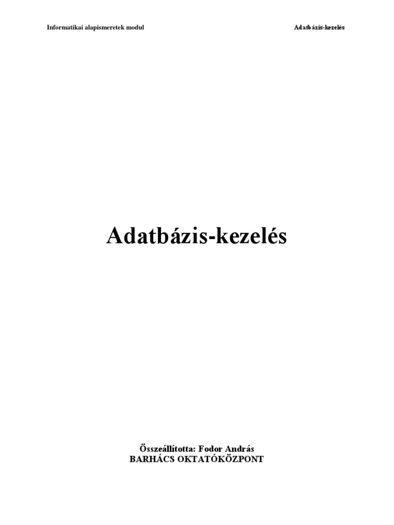 Adatbázis Kezelés | PDF