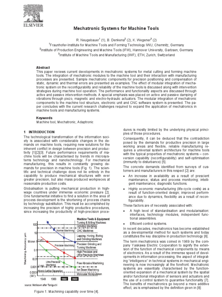 Mechatronic Systems For Machine Tools | PDF | Machines | Modularity