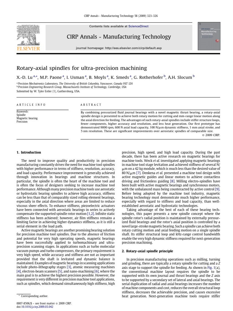 Rotary-Axial Spindles For Ultra-Precision Machining | PDF | Hard Disk ...