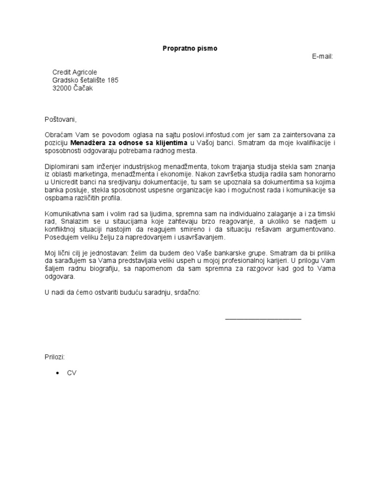 Propratno Pismo | PDF