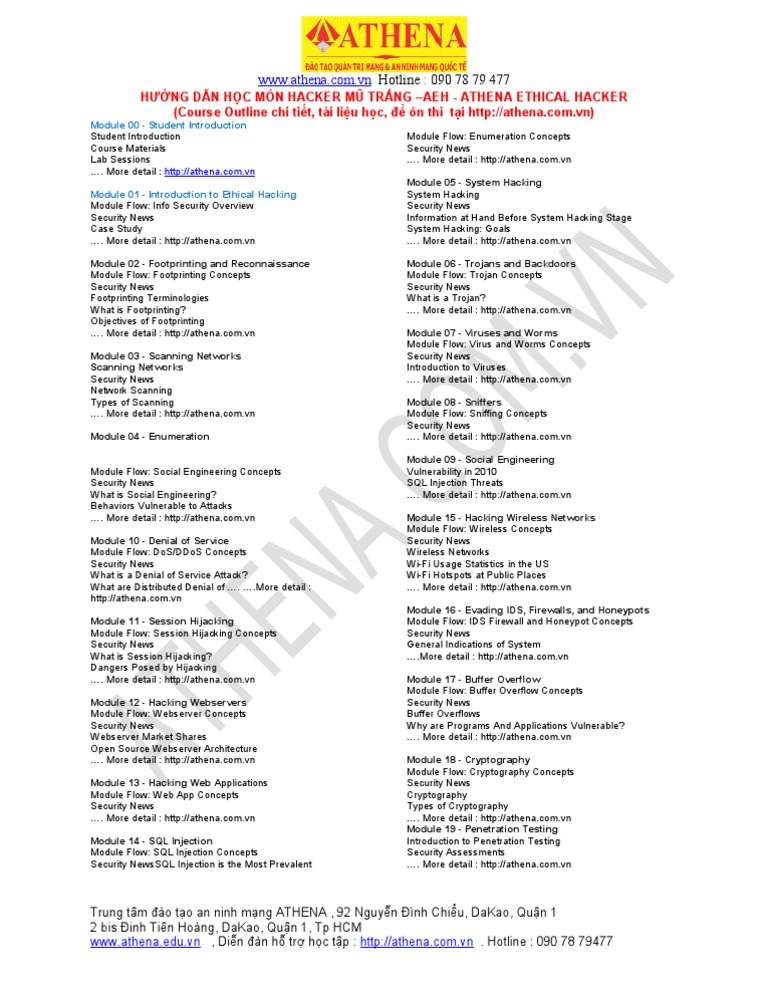 Athena Huongdan Hoc Hacker Mu Trang Aeh | PDF | Denial Of Service ...