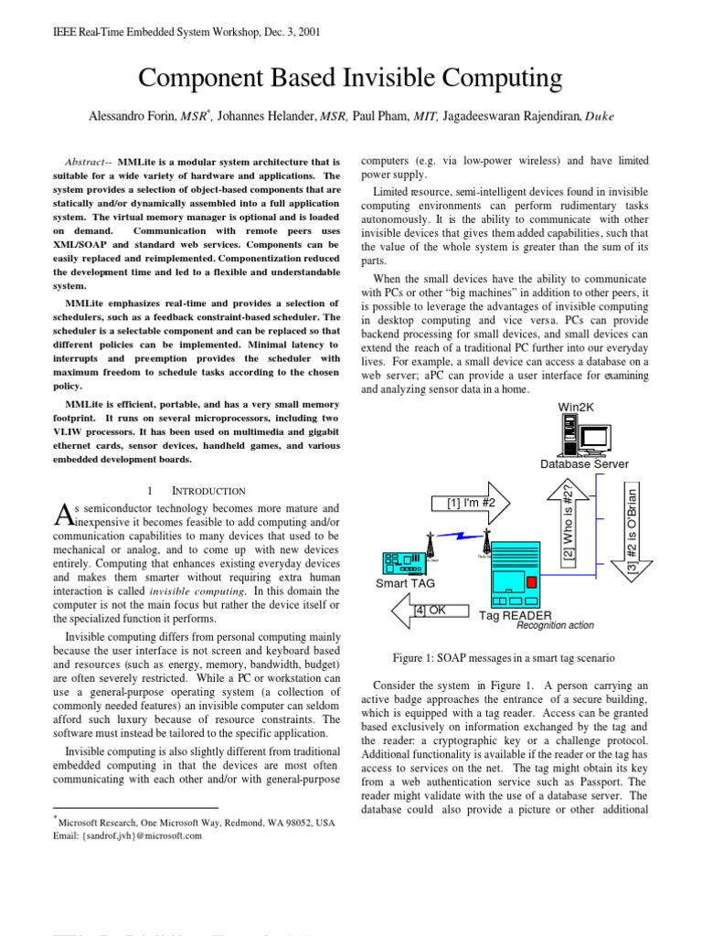 Component Based Invisible Computing: Alessandro Forin, MSR | PDF ...
