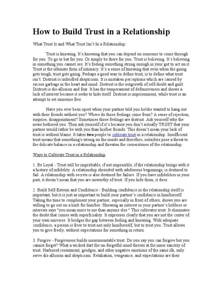 How To Build Trust in A Relationship | PDF | Trust (Emotion) | Forgiveness