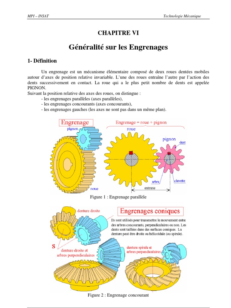 CHAPITRE 6 - Les Engrenages | PDF | Cinématique | Machine