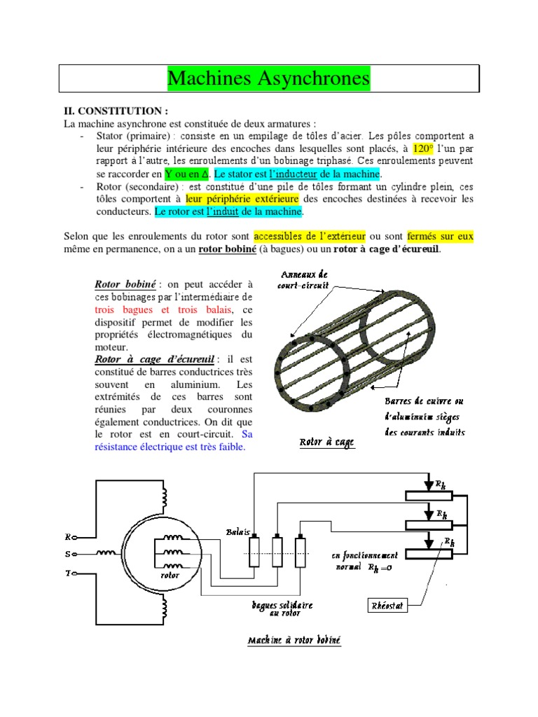 Principe de fonctionnement machine asynchrone | PDF | Composant | Biens ...