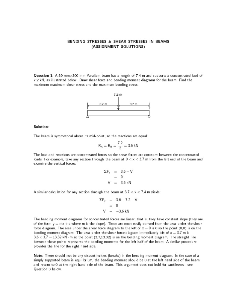 Beam Assignment Solutions | PDF | Bending | Beam (Structure)