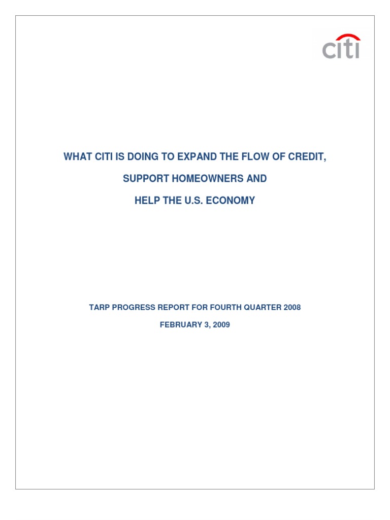 Citigroup TARP Report | PDF | Troubled Asset Relief Program | Loans